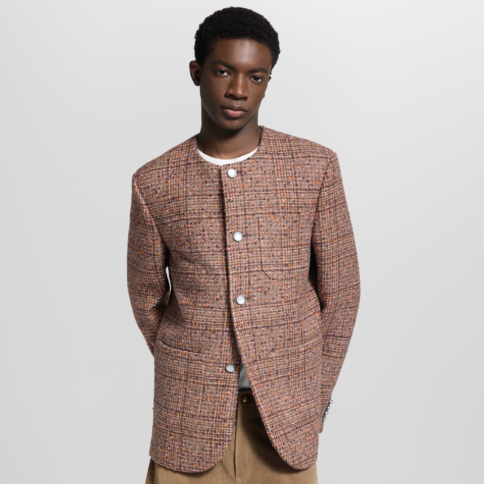 Collarless Tweed Jacket - Men - Ready-to-Wear | LOUIS VUITTON